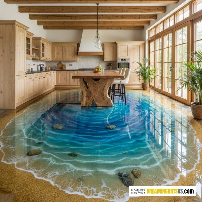 Epoxy Ocean Kitchen Flooring with 3D Water Effects