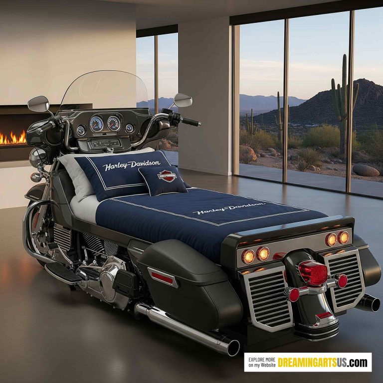 Harley Davidson Bed with Real Revving Engine