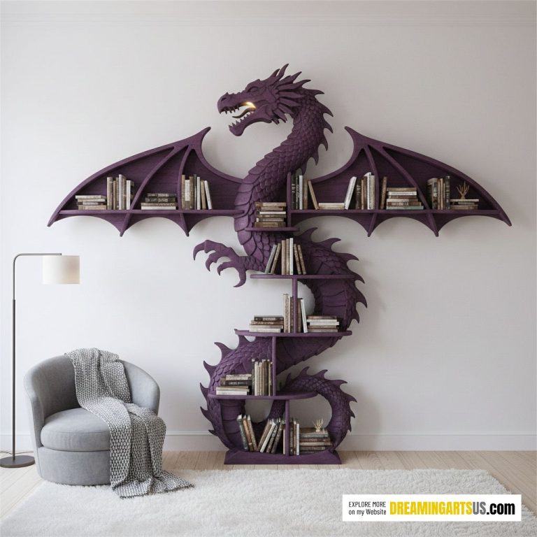 Dragon Bookcase made from Wood | Handcrafted for Book Lovers