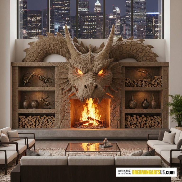 Dragon inspired Fireplace for Fantasy-themed Living Spaces