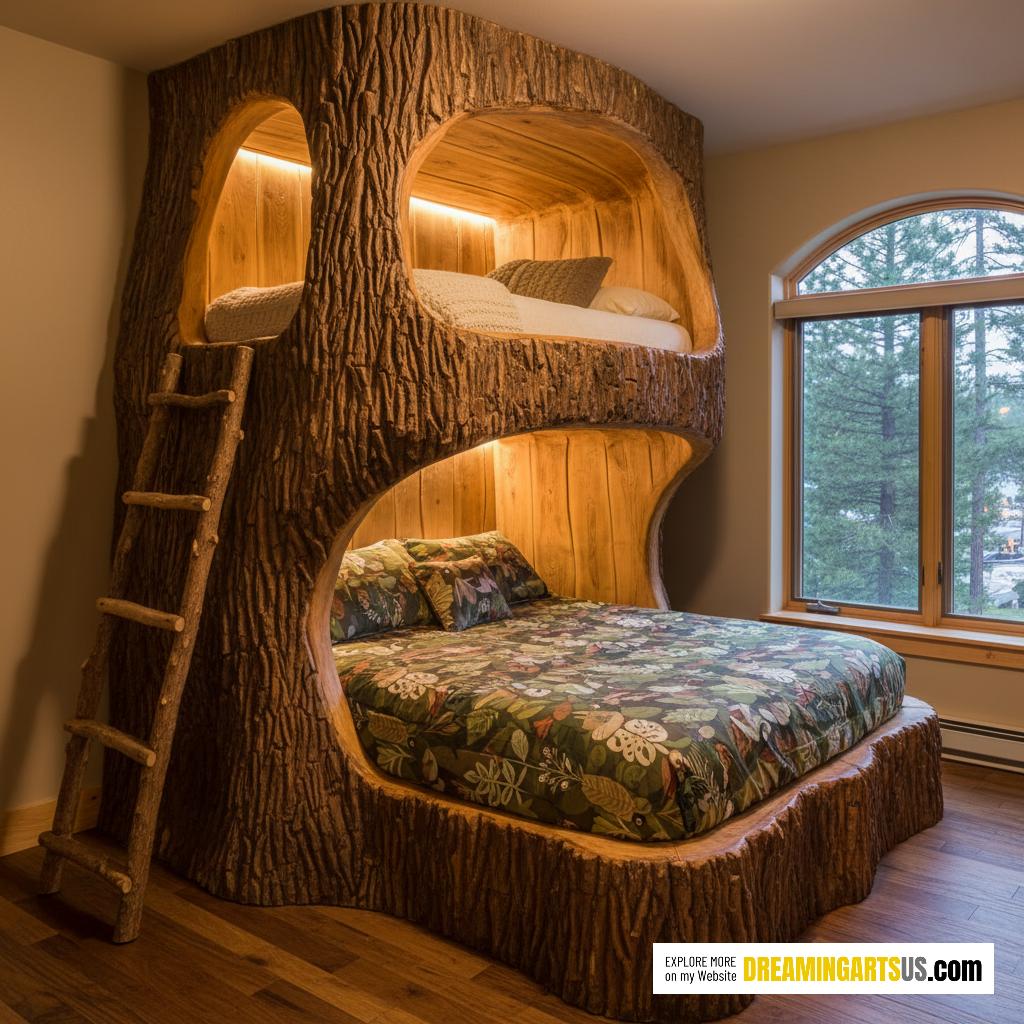 Hollowed Log Bunk Beds: Handcrafted Luxury for Nature Lovers