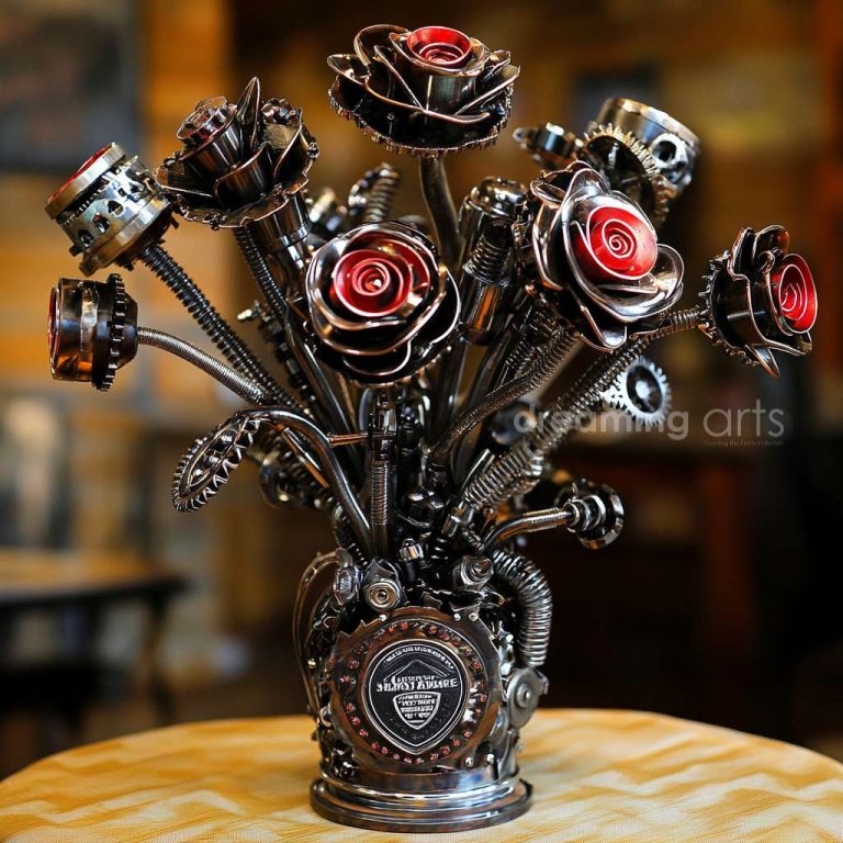 Make a Statement with a Flowers Vase Made From Motorcycle Parts