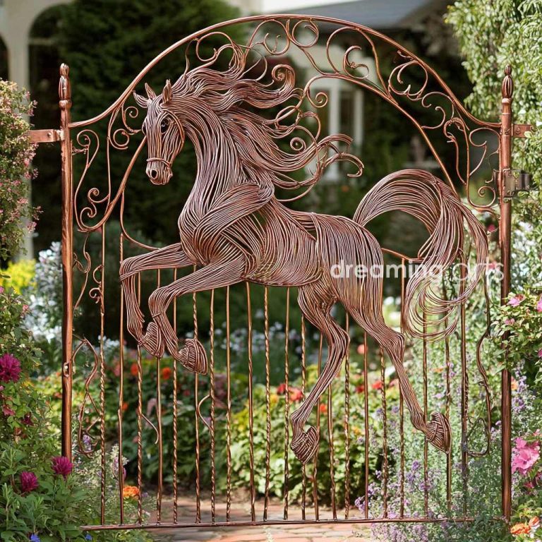 Stunning Horse Themed Copper Wire Garden Gates for Equestrian Lovers