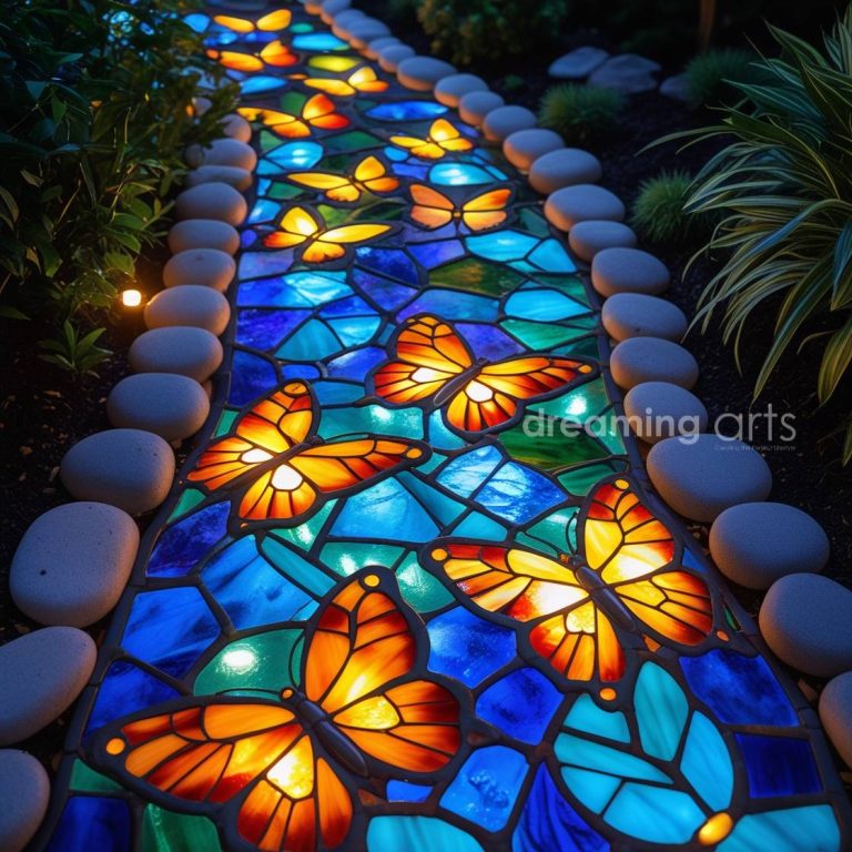 Stained Glass Butterfly Walking Path | Flutter into Serenity with Every ...