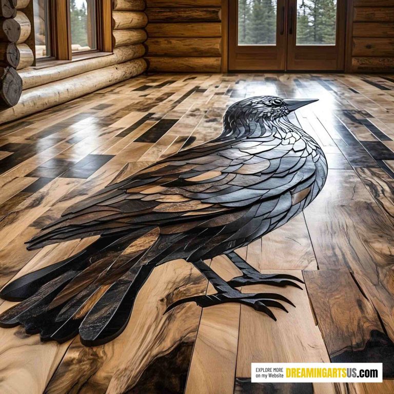 Crow-carved Floor: Ultimate Statement Piece for Rustic Interiors