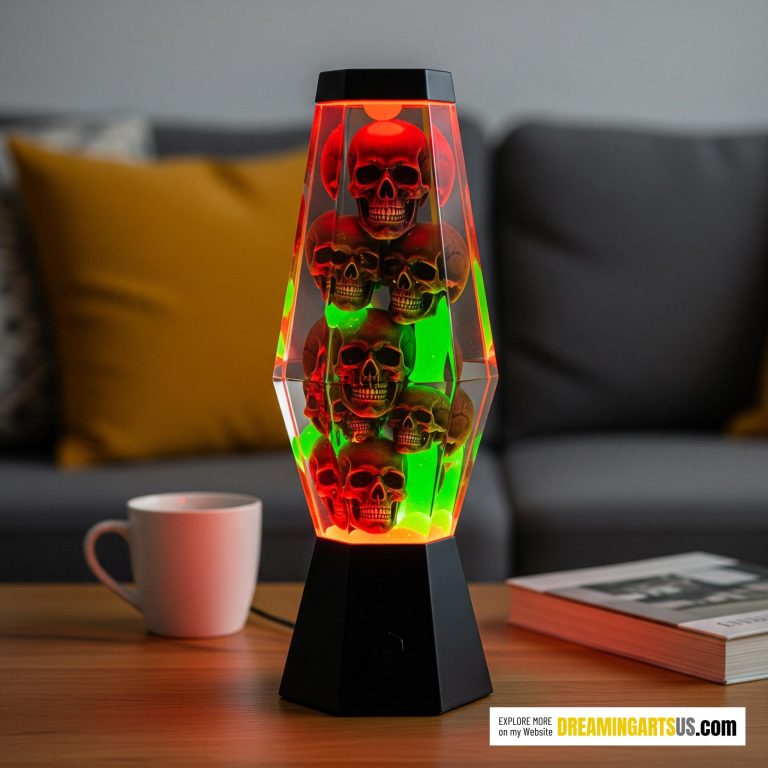 Inferno Skull Obelisk Lamp with realistic Skull details & Fiery glow