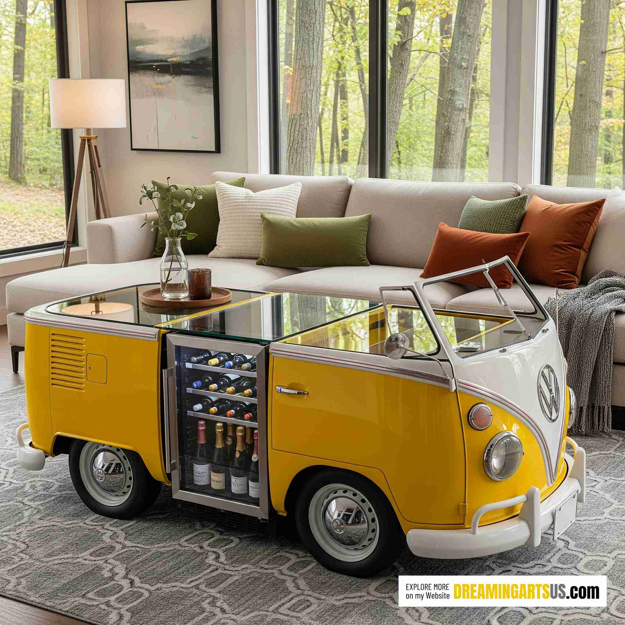 VW Bus Coffee Table with Built-in Fridge | For VW enthusiasts