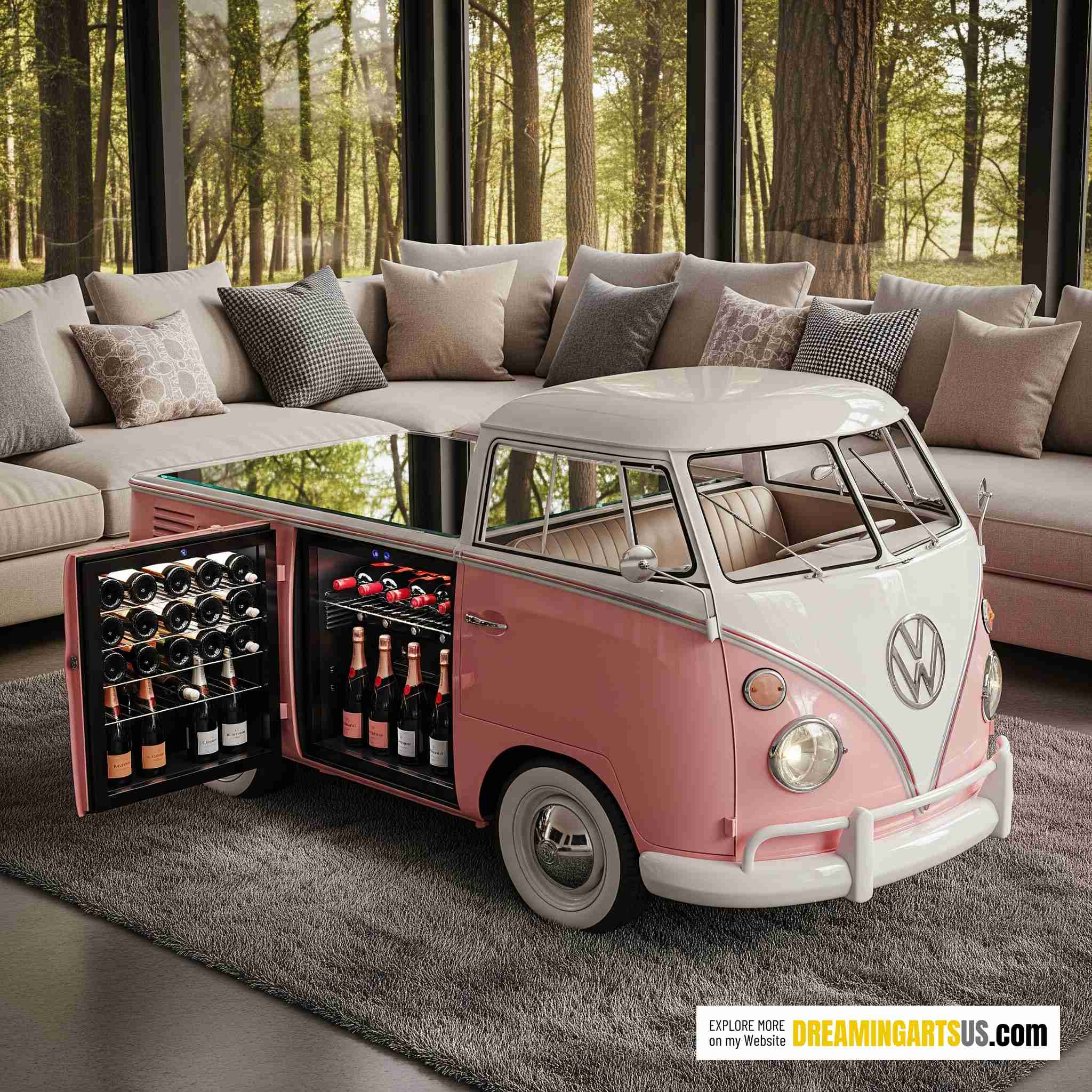 VW Bus Coffee Table with Built-in Fridge | For VW enthusiasts