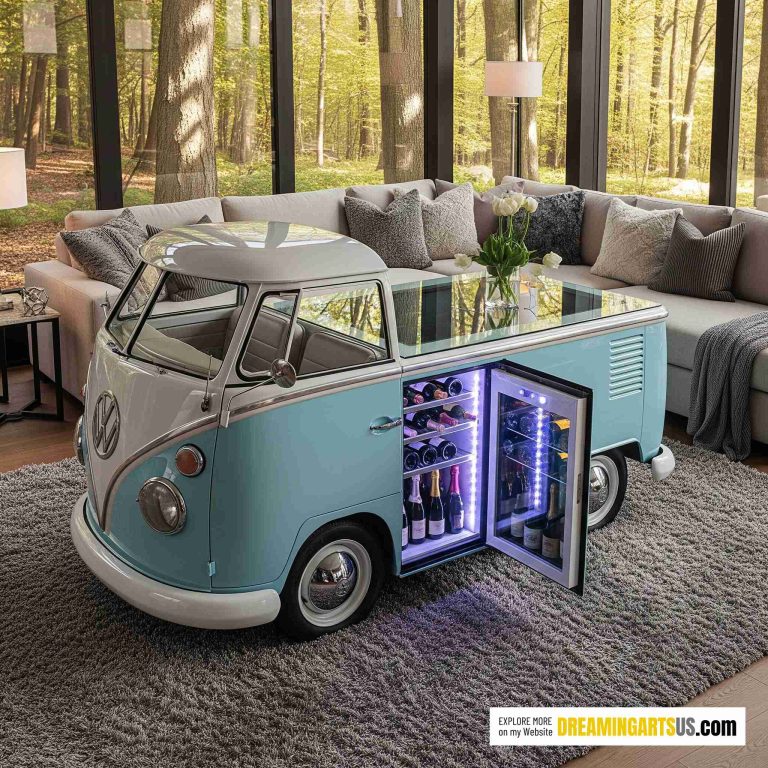 VW Bus Coffee Table with Built-in Fridge | For VW enthusiasts