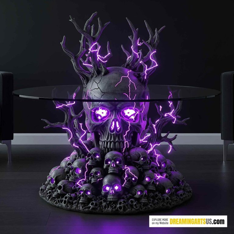 Glowing Skull Coffee Table | With LED Lights that mesmerize