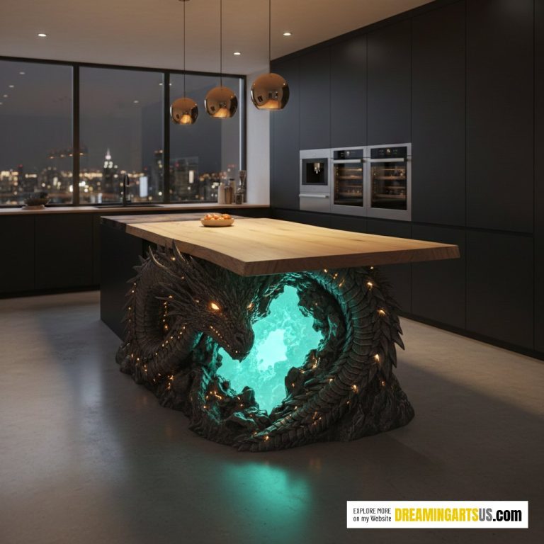 Dragon Kitchen Island with Glowing LED for Luxury Interiors