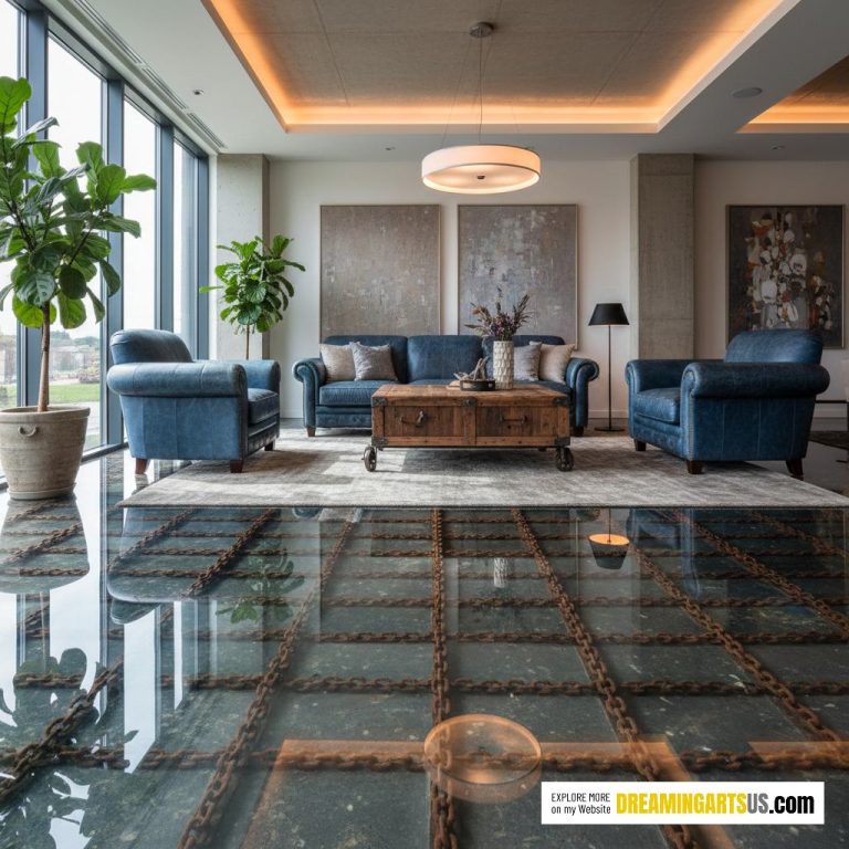 Iron Chains Epoxy Floor — epoxy floor with iron chains