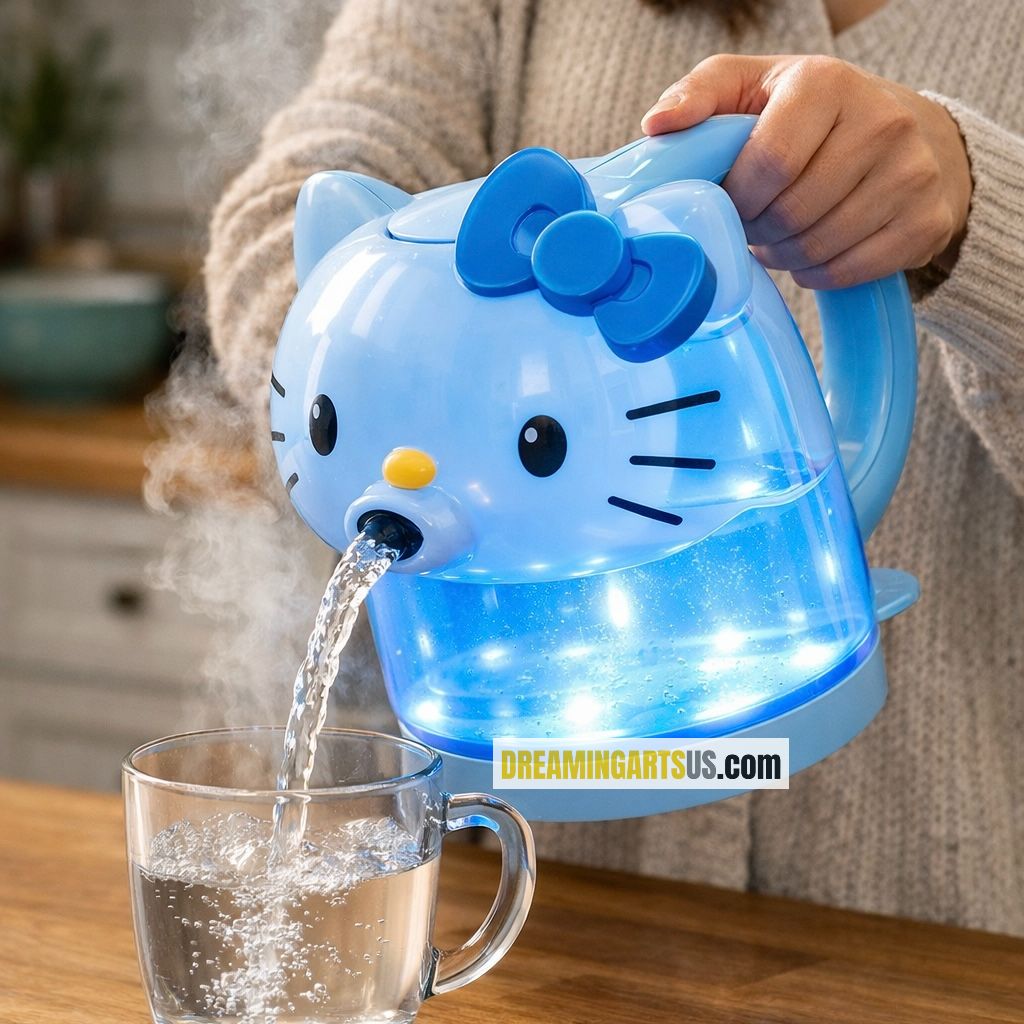 Hello Kitty Electric Kettle with Translucent Body & Soft Lighting