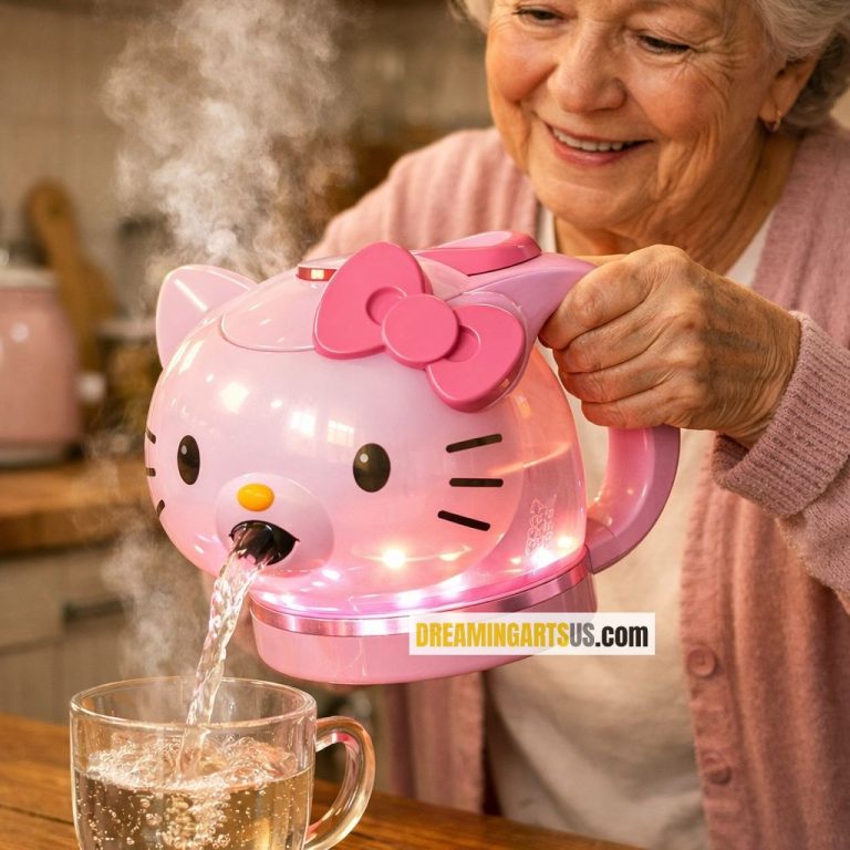 Hello Kitty Electric Kettle with Translucent Body & Soft Lighting