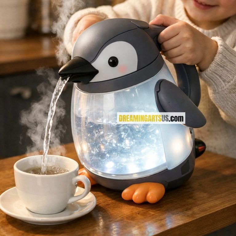 Penguin Electric Kettle with LED Glow: Adorable & Functional