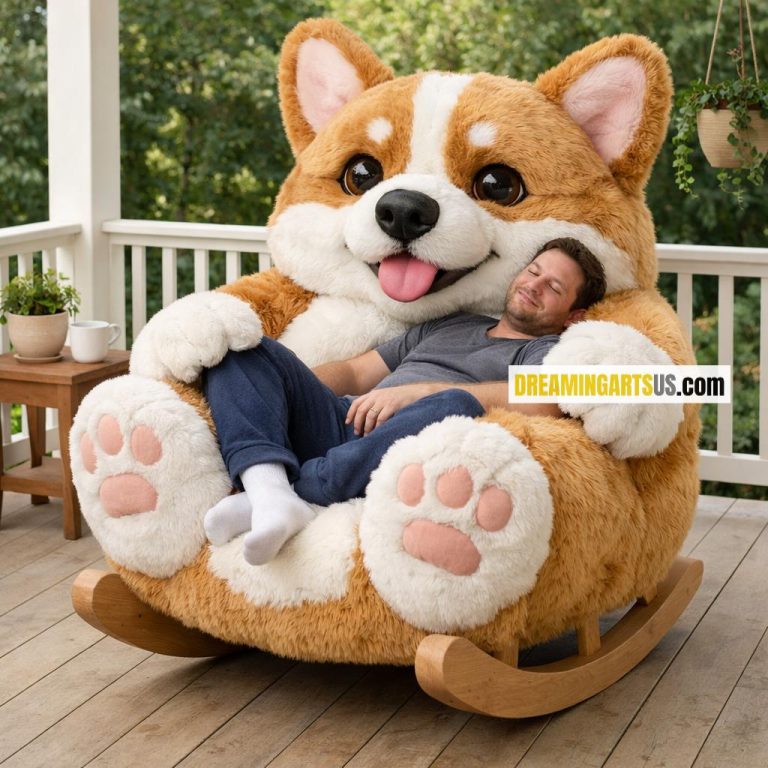 Fluffy Dog Rocking Chairs with Ultra-Soft Faux Fur