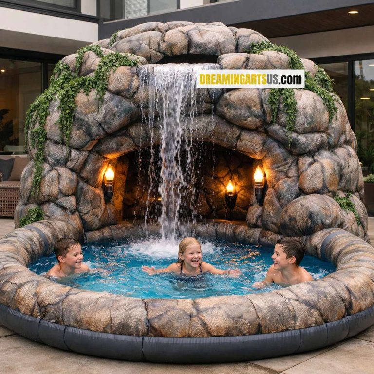 Inflatable Cave Waterfall Pools — A Mini Resort at Home